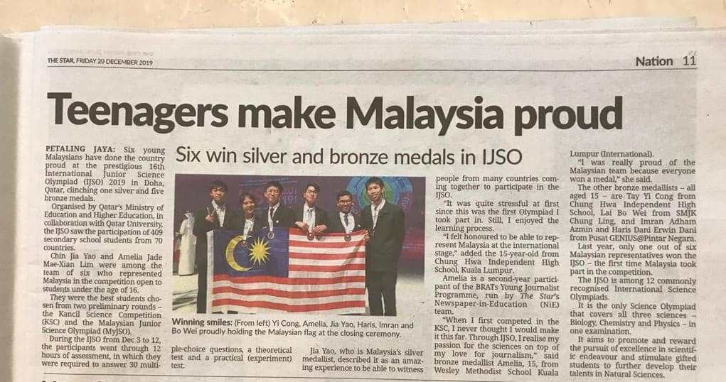 Congratulations to team Malaysia at IJSO 2019 – Suhaimi Ramly